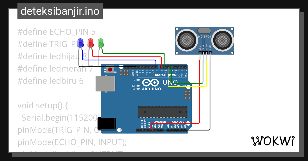 deteksibanjir - Wokwi ESP32, STM32, Arduino Simulator