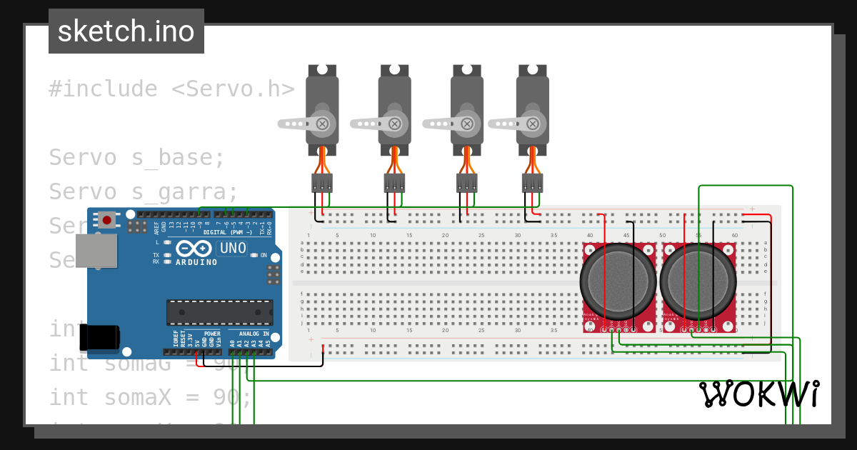Braço Robótico V2 Wokwi Esp32 Stm32 Arduino Simulator 0824