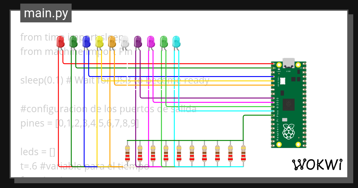 5leds Copy - Wokwi ESP32, STM32, Arduino Simulator
