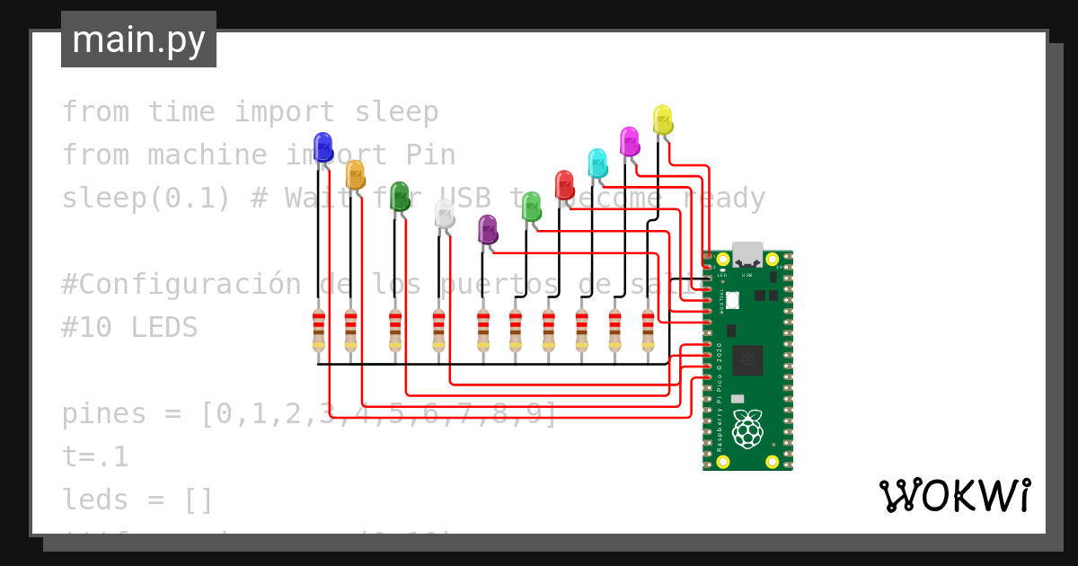 Práctica10leds Wokwi Esp32 Stm32 Arduino Simulator 4262
