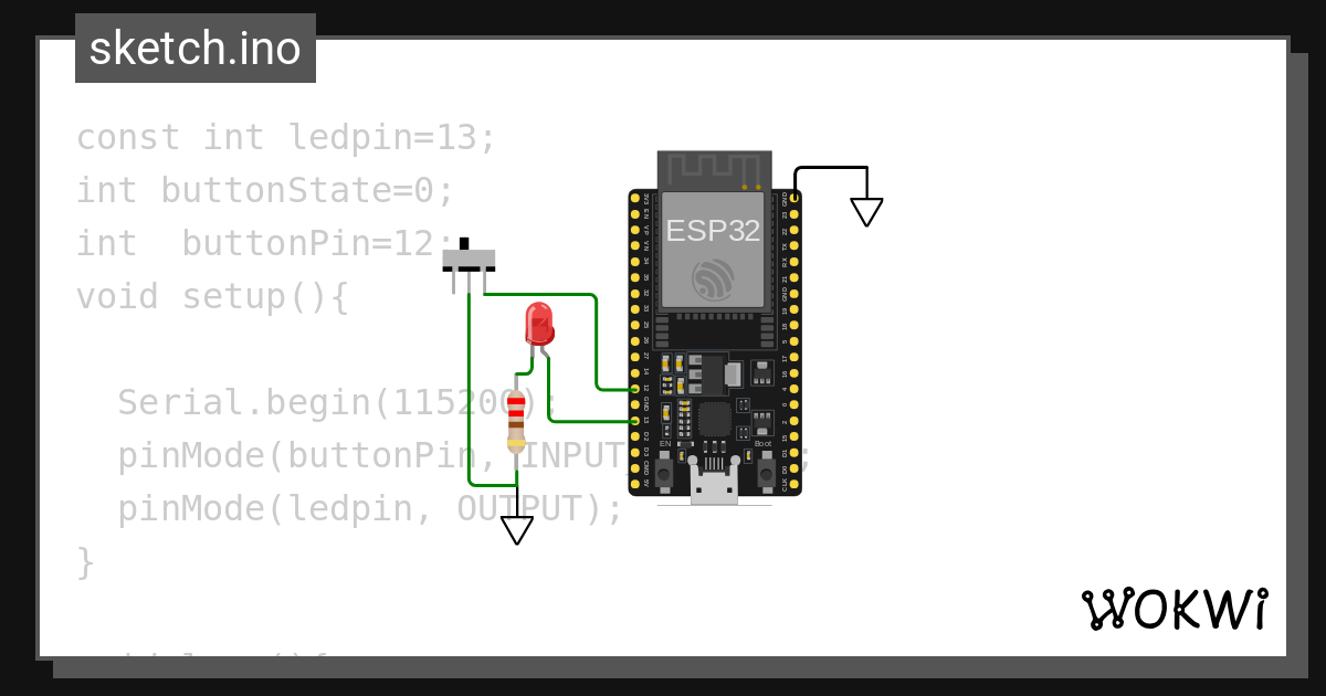 1 Pulsador Wokwi Esp32 Stm32 Arduino Simulator 9082