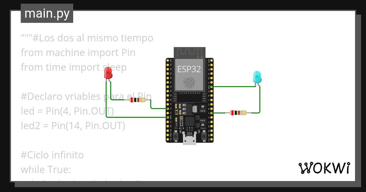 tarea (2 leds) - Wokwi ESP32, STM32, Arduino Simulator