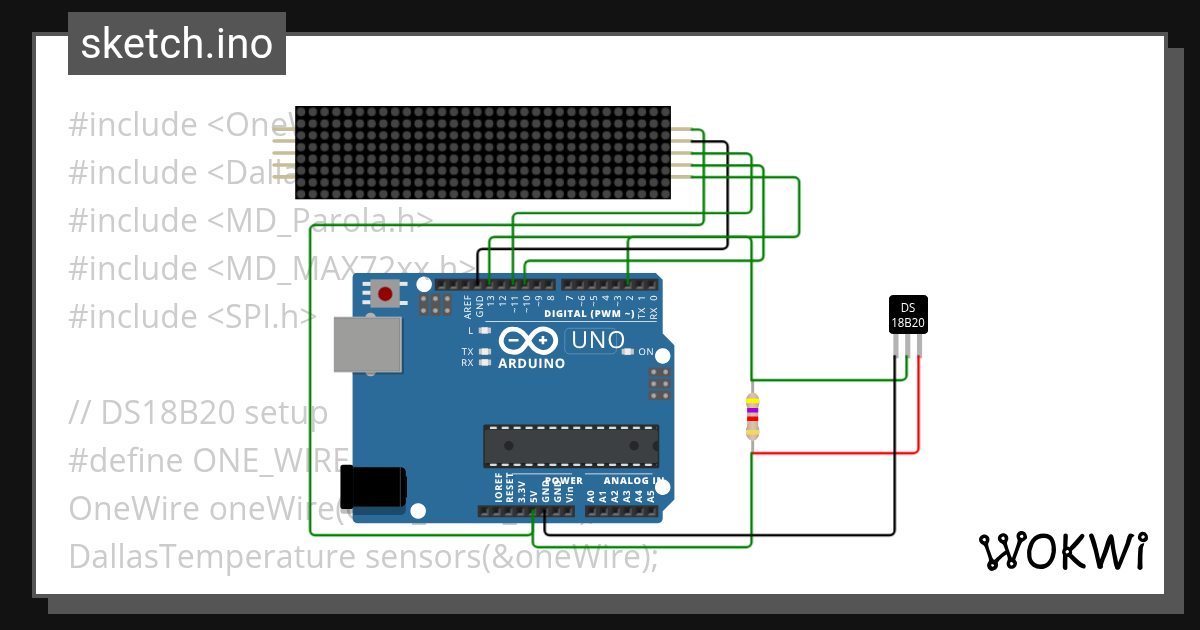 Simulasi Pendeteksi Suhu Modif 1 - Wokwi ESP32, STM32, Arduino Simulator