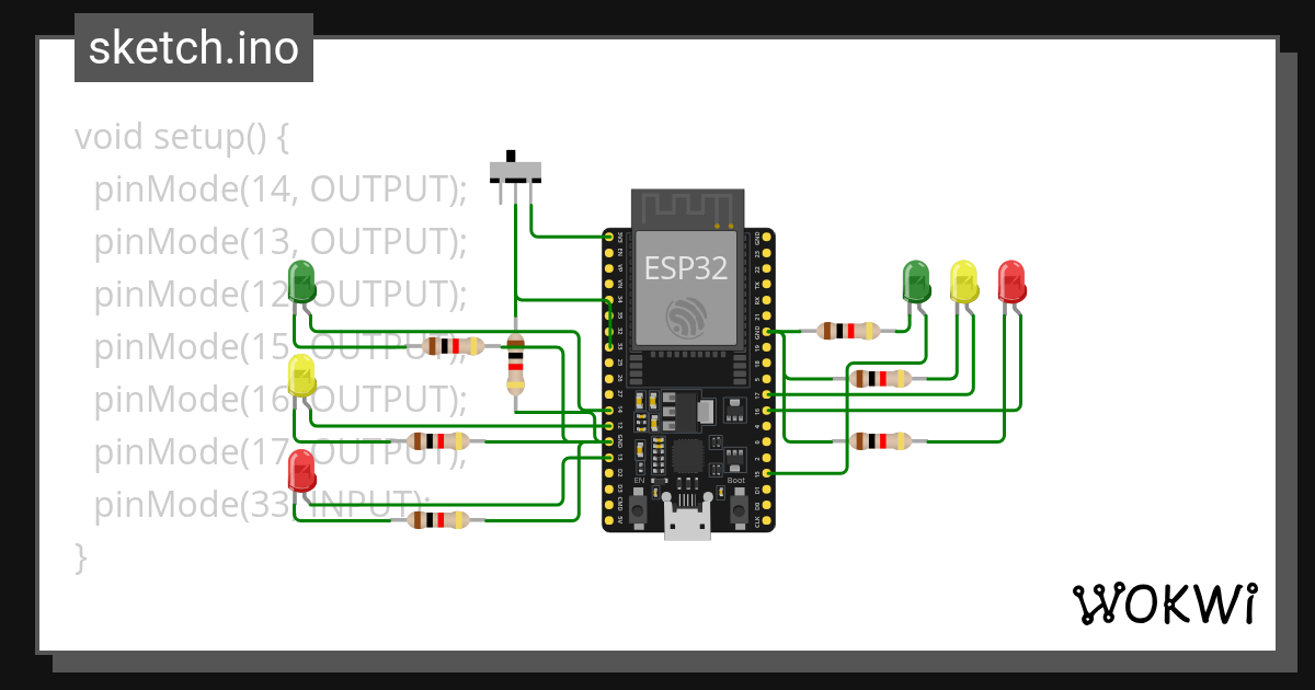 Led燈 94 Wokwi Esp32 Stm32 Arduino Simulator