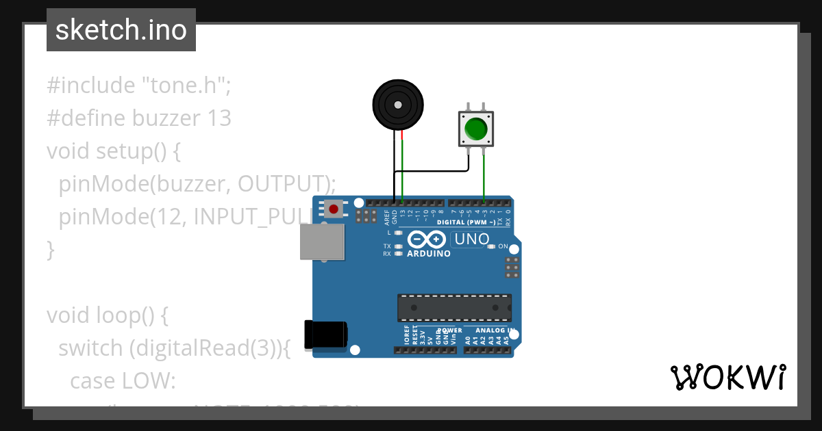ข้อที่ 3 การควบคุม Buzzer ด้วยปุ่มกด Wokwi Esp32 Stm32 Arduino