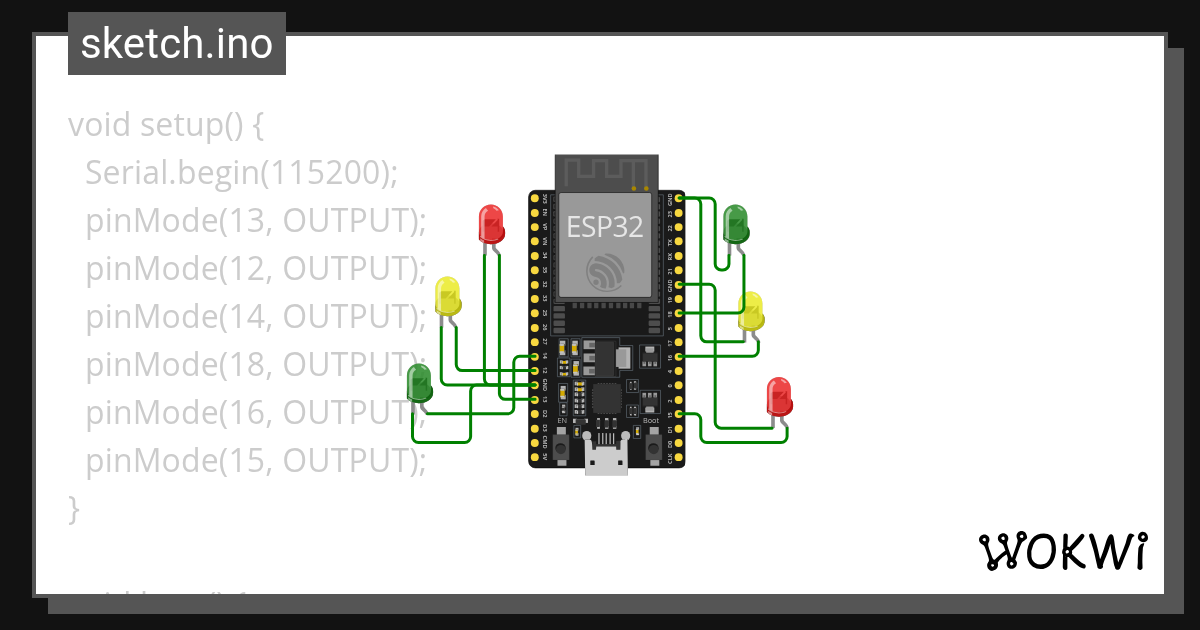 Traffic light - Wokwi ESP32, STM32, Arduino Simulator