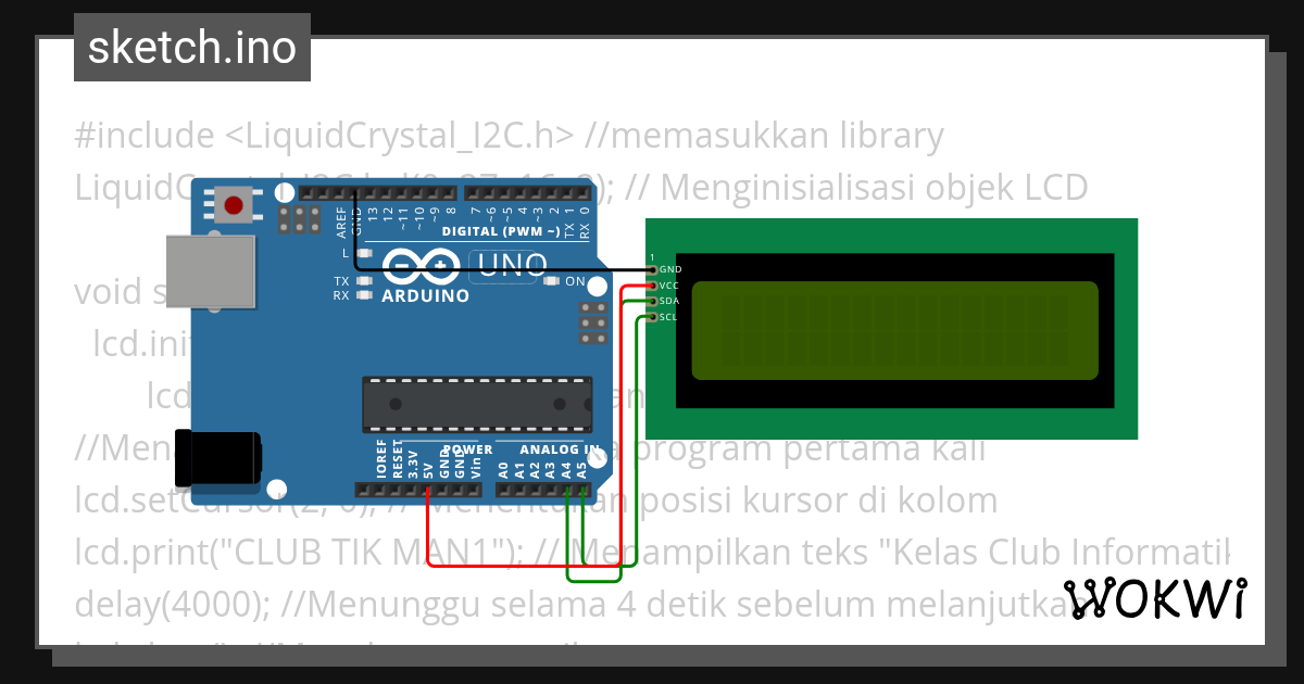 LCD_Tulisan LED - Wokwi ESP32, STM32, Arduino Simulator