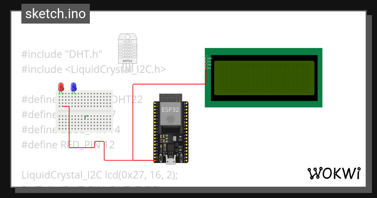 Temperature Lcd - Wokwi ESP32, STM32, Arduino Simulator