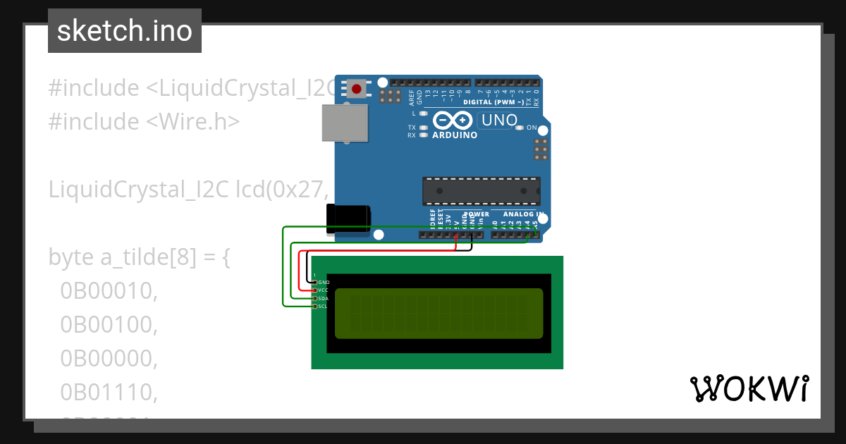 Creación de caracteres - Wokwi ESP32, STM32, Arduino Simulator