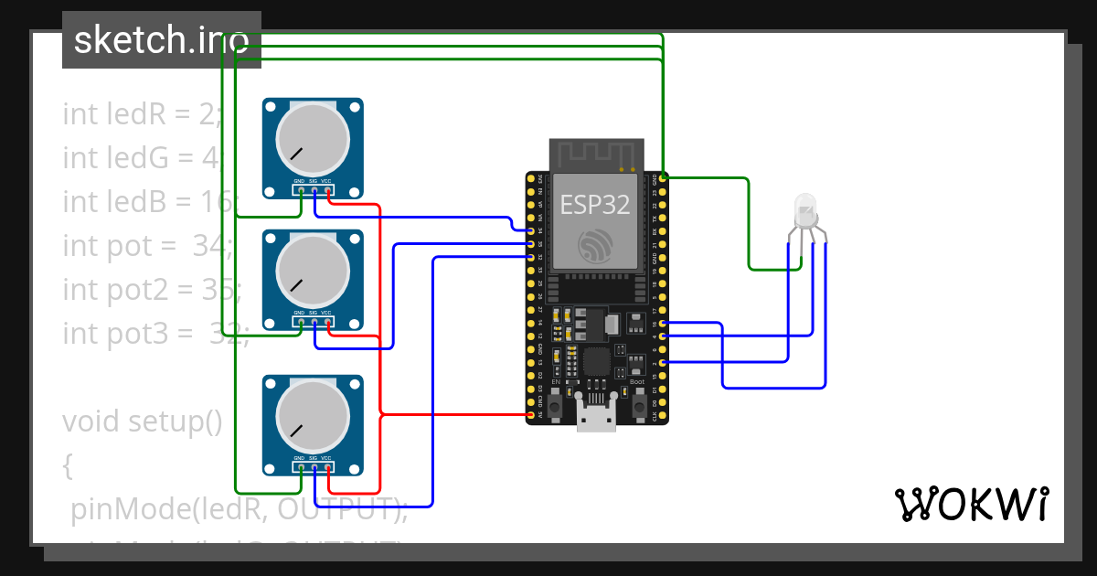 LED RGB - Wokwi ESP32, STM32, Arduino Simulator