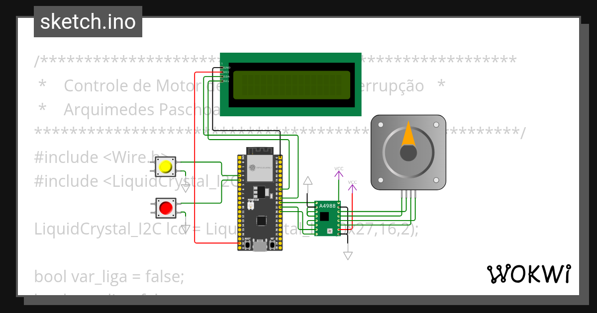Controlador Motor de Passo A4988 - Wokwi ESP32, STM32, Arduino Simulator
