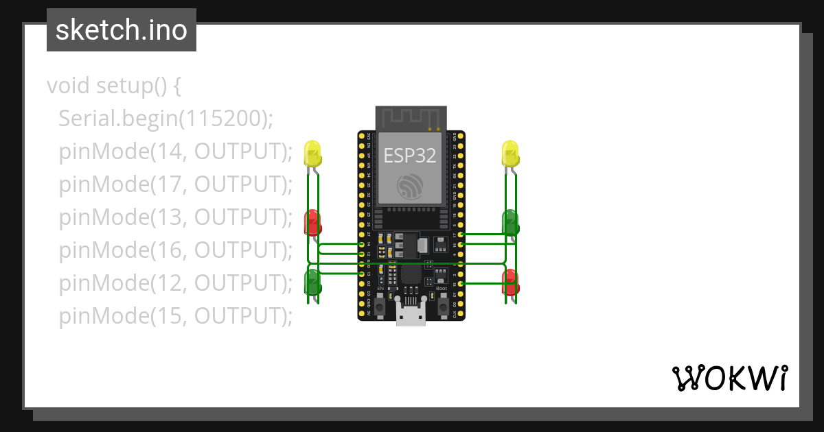 Traffic led Copy (2) - Wokwi ESP32, STM32, Arduino Simulator