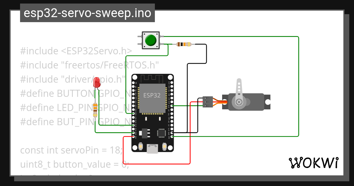 LED_SERVO_BOTÂO - Wokwi ESP32, STM32, Arduino Simulator