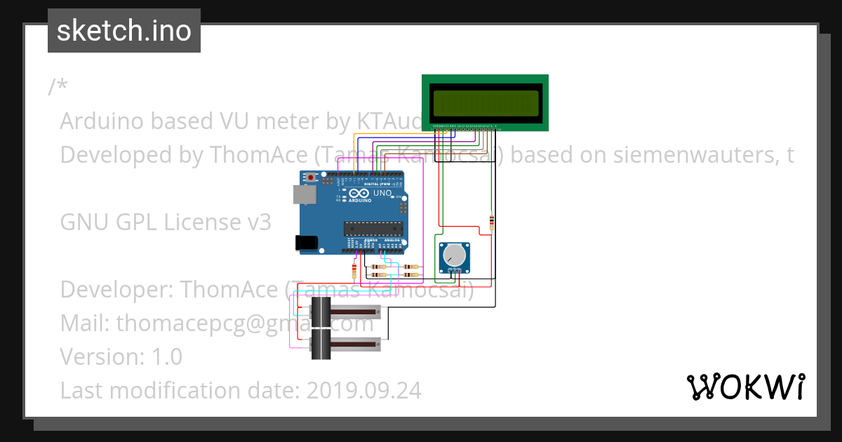 VuMeter no Display - Wokwi ESP32, STM32, Arduino Simulator