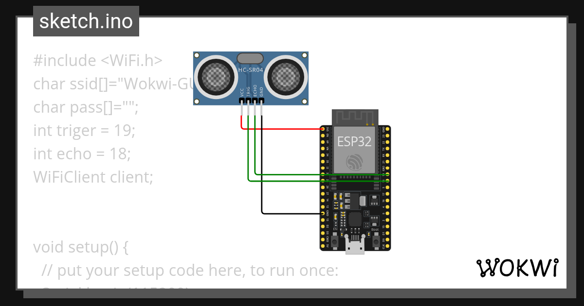 wifi with ultrasonic - Wokwi ESP32, STM32, Arduino Simulator