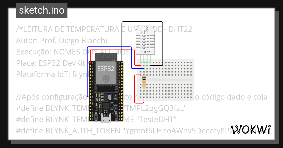 ESP32V4 C++ - DHT22 e Blynk - Wokwi ESP32, STM32, Arduino Simulator