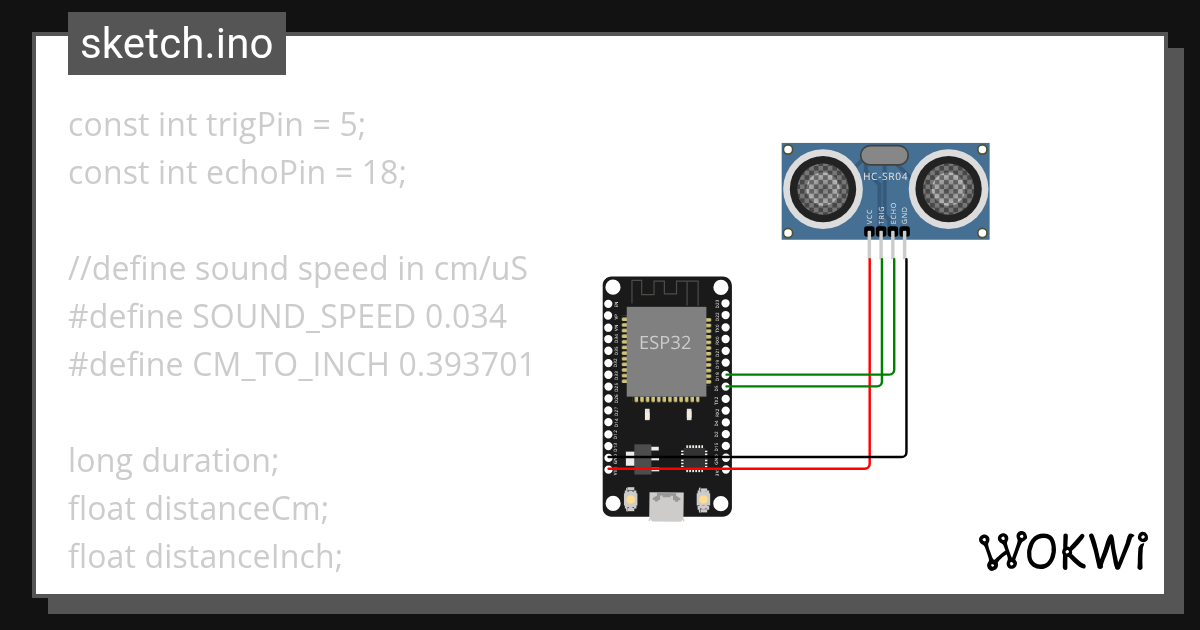 Cảm biến siêu âm hc-sr04 - Wokwi ESP32, STM32, Arduino Simulator
