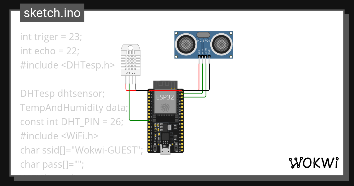 wifi with dht and ultrosonic - Wokwi ESP32, STM32, Arduino Simulator