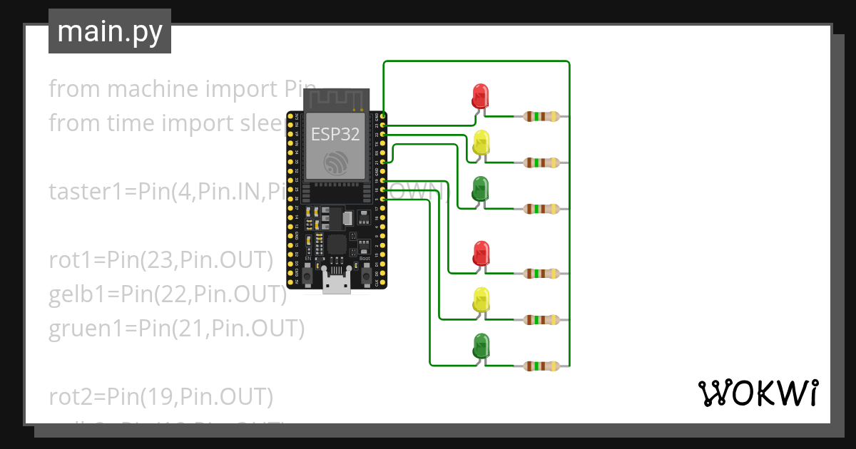 Test Ampel - Wokwi ESP32, STM32, Arduino Simulator
