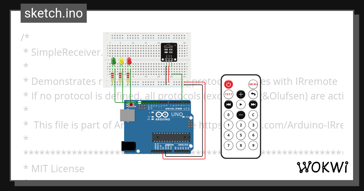 IR led control - Wokwi ESP32, STM32, Arduino Simulator