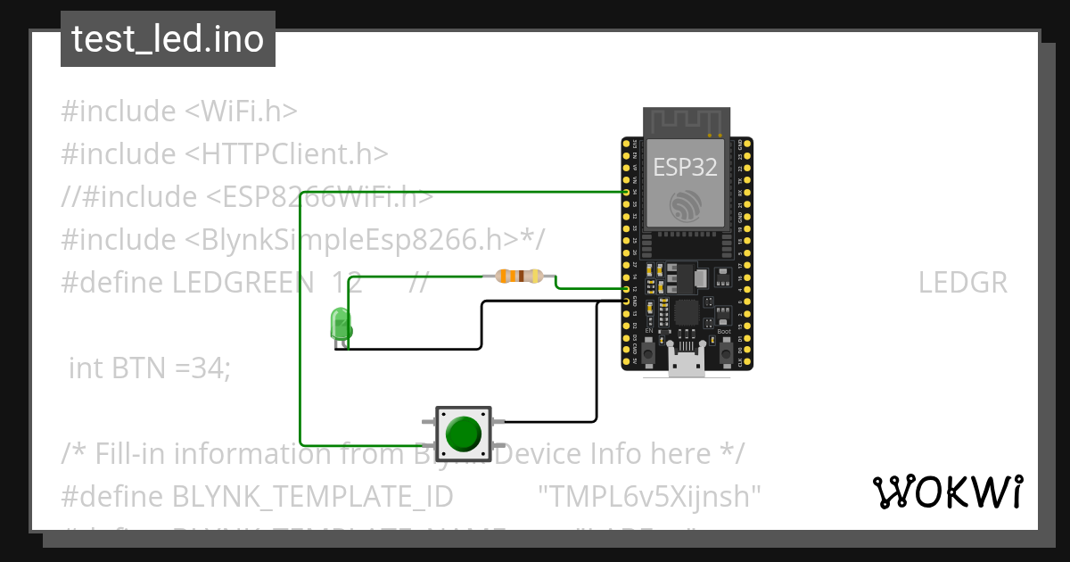 testBlynk_led - Wokwi ESP32, STM32, Arduino Simulator