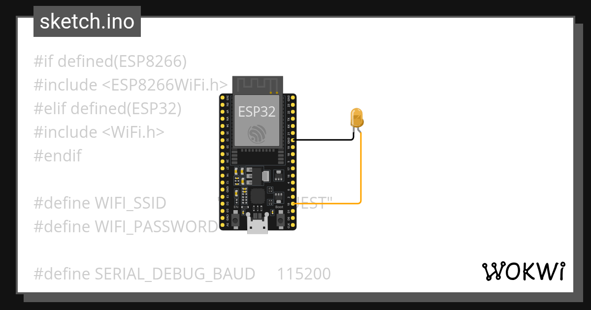 Koneksi dgn WIFI - Wokwi ESP32, STM32, Arduino Simulator