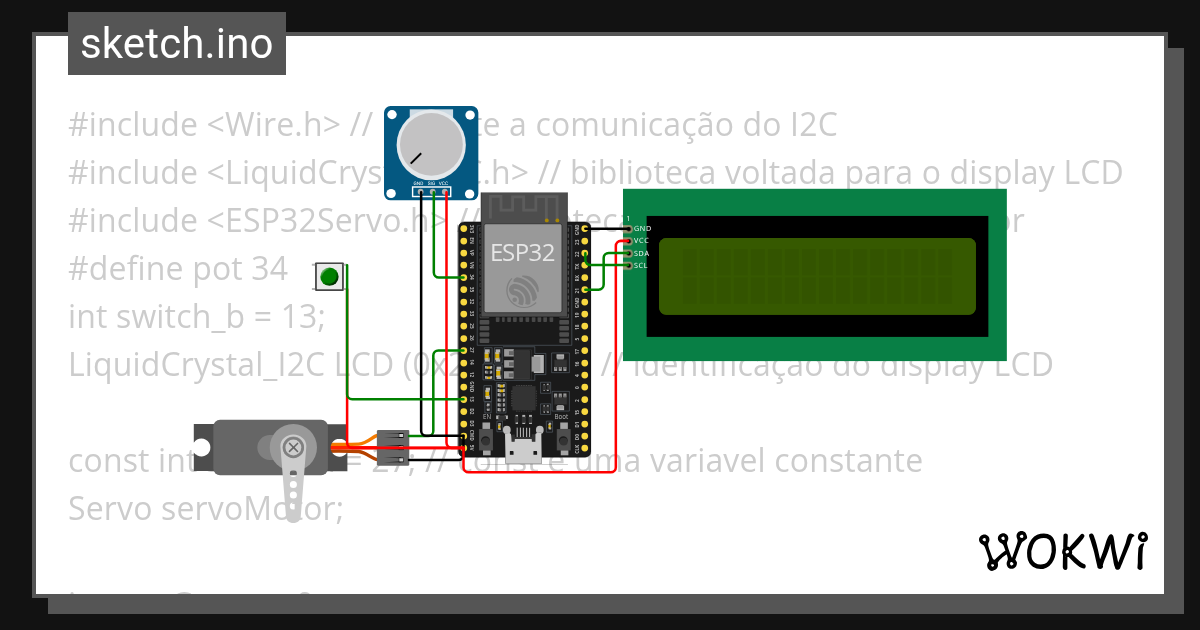 atividade servo motor - Wokwi ESP32, STM32, Arduino Simulator