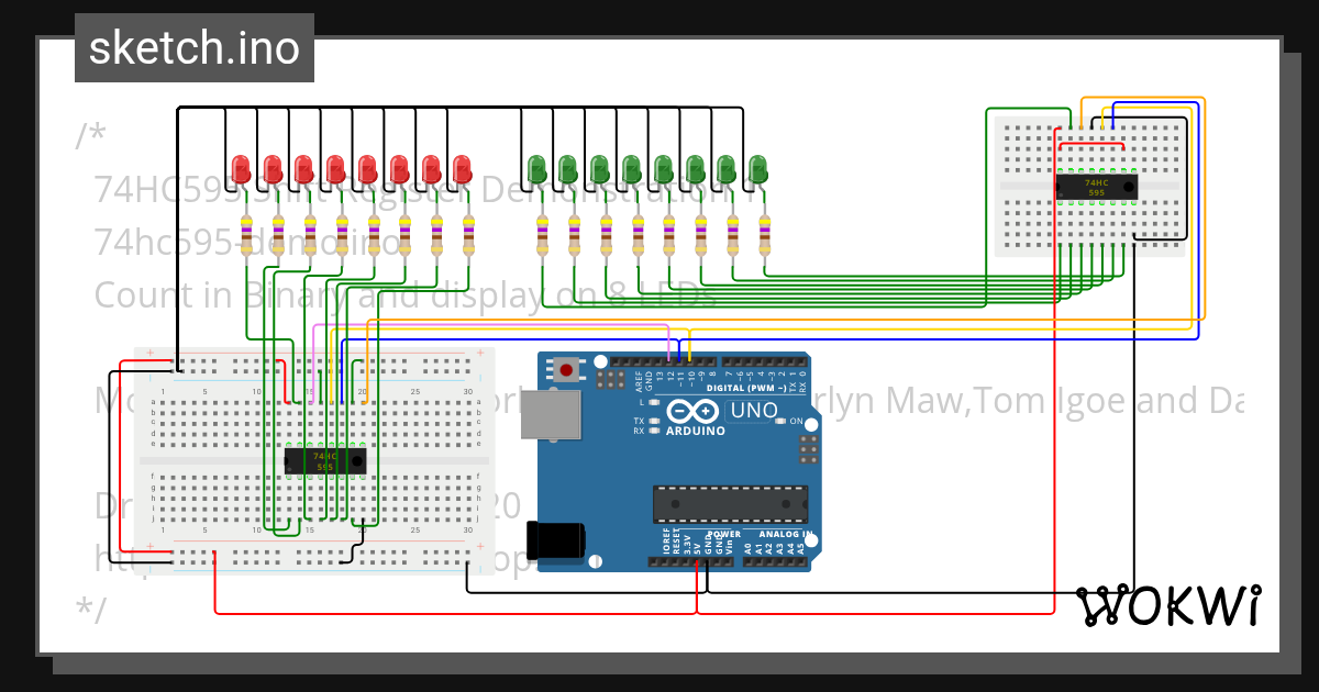 74hc595 Application Wokwi Esp32 Stm32 Arduino Simulator 