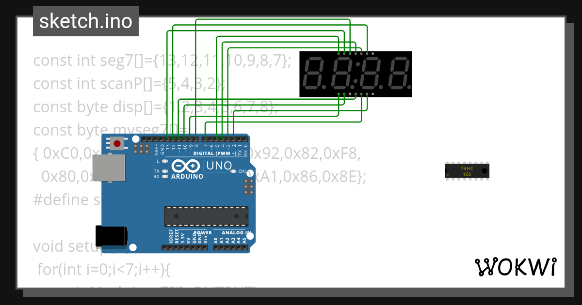 Activity 3 - 7 segment display control - Wokwi ESP32, STM32, Arduino Simulator