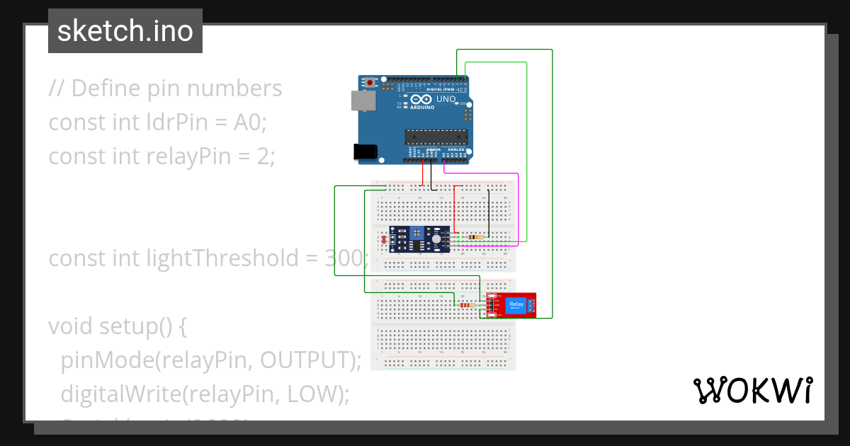 Controlling relay state based on ambient light levels using LDR sensor ... Controlling relay state based on ambient light levels using LDR sensor ...