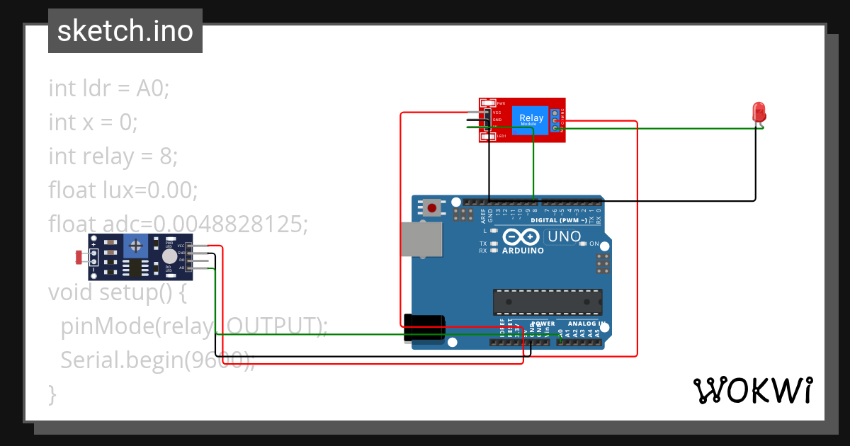 LDR relay - Wokwi ESP32, STM32, Arduino Simulator