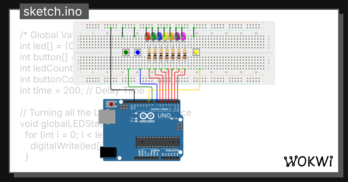 LED Lighting Patterns - Wokwi ESP32, STM32, Arduino Simulator