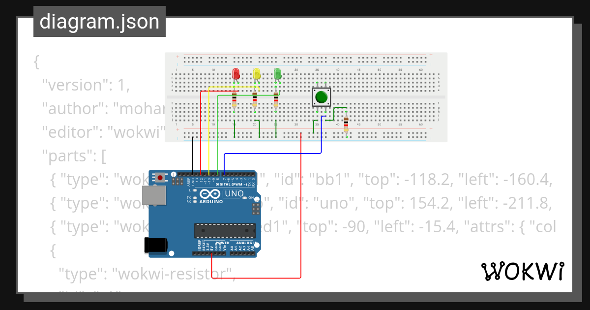 traffic light with constants and variables - Wokwi ESP32, STM32, Arduino Simulator