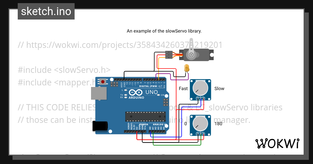 slow servo Copy - Wokwi ESP32, STM32, Arduino Simulator