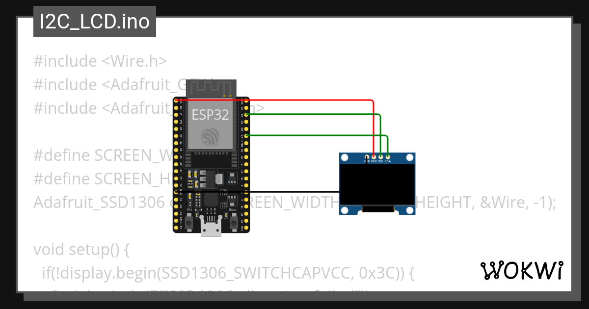 Bài Tập 5-1 I2C_LCD - Wokwi ESP32, STM32, Arduino Simulator