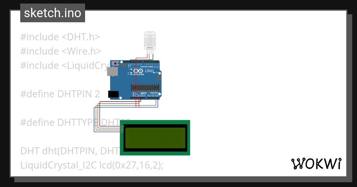 Lab-5 (DHT22 Display on LED) - Wokwi ESP32, STM32, Arduino Simulator