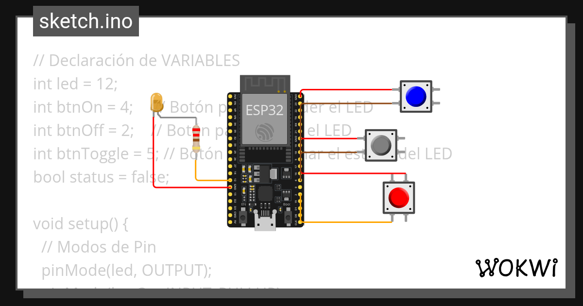 Botón - Wokwi ESP32, STM32, Arduino Simulator