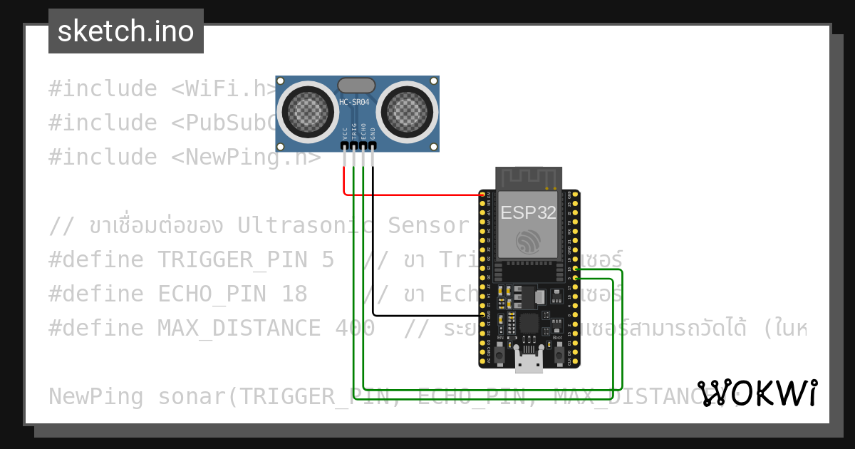 019 2 Esp32 With Ultrasonic Sensor Wokwi Esp32 Stm32 Arduino Simulator 4849
