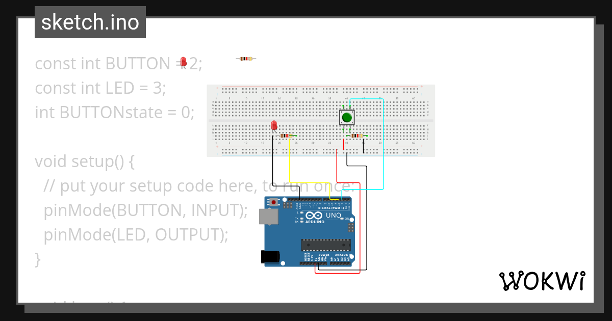 Accensione LED con Pushbutton - Wokwi ESP32, STM32, Arduino Simulator
