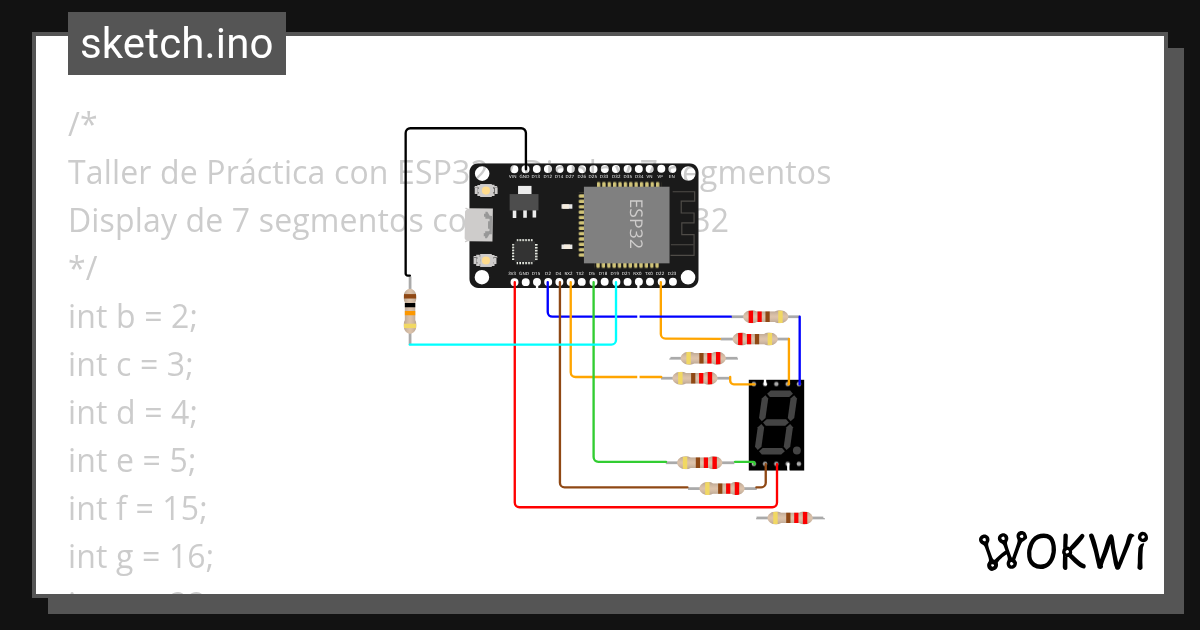 Display de 7 segmentos con pulsador ESP32 Copy - Wokwi ESP32, STM32, Arduino Simulator