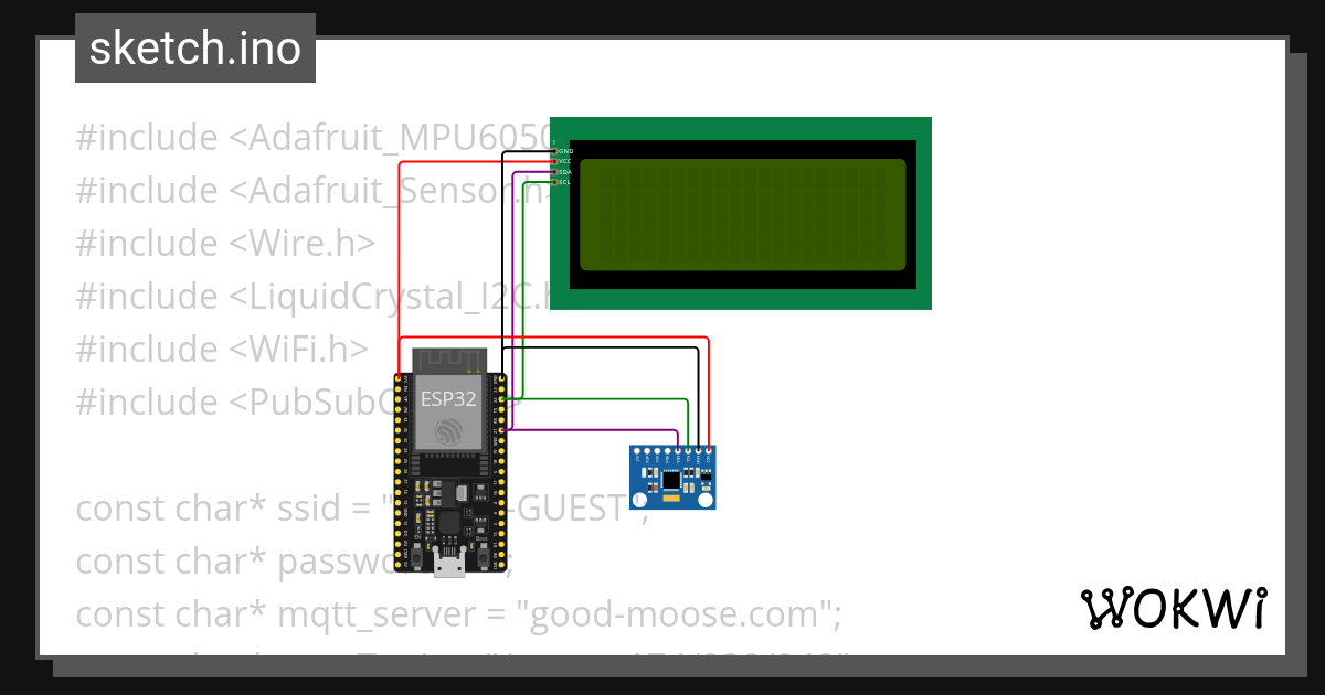 ESP 32 LCD ACC TEMP - Wokwi ESP32, STM32, Arduino Simulator