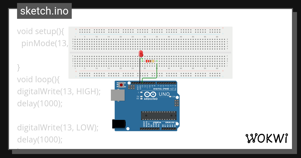 LED BLINK - Wokwi ESP32, STM32, Arduino Simulator