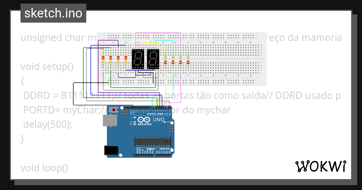 7 Seg Wokwi Esp32 Stm32 Arduino Simulator 