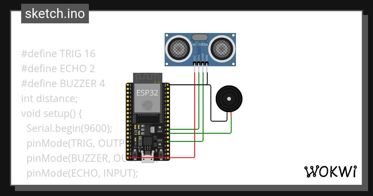 pratica ESP32 Ultrassom APP - Wokwi ESP32, STM32, Arduino Simulator