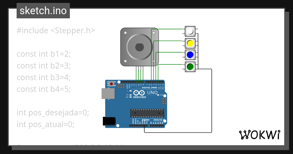 Motor Passo Giro Por Botão Wokwi Esp32 Stm32 Arduino Simulator 2807