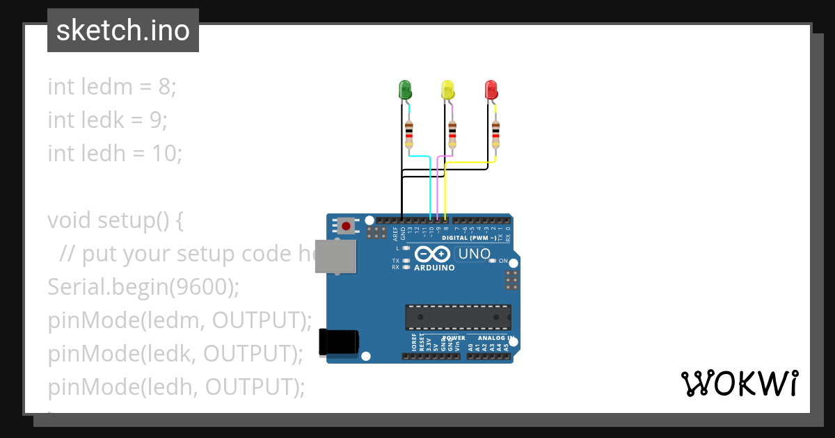 simulasi traffic light - Wokwi ESP32, STM32, Arduino Simulator
