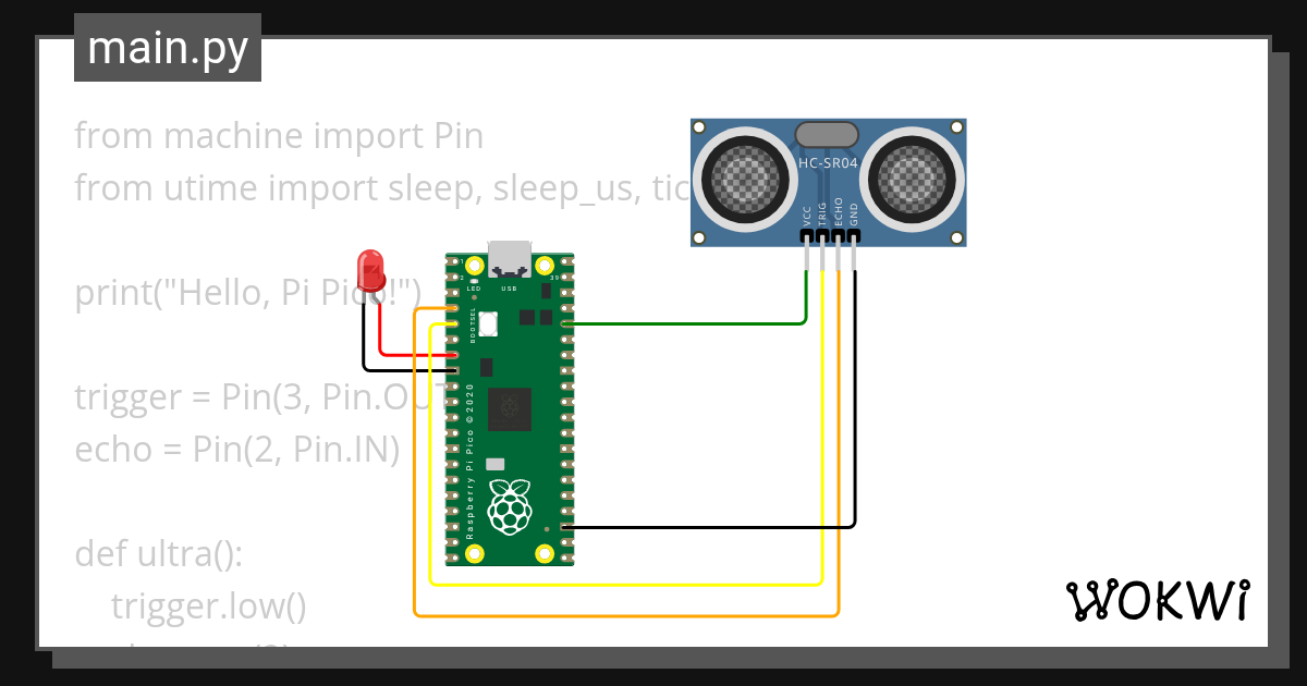 Ultrasonic Blink Micropython Wokwi Esp32 Stm32 Arduino Simulator