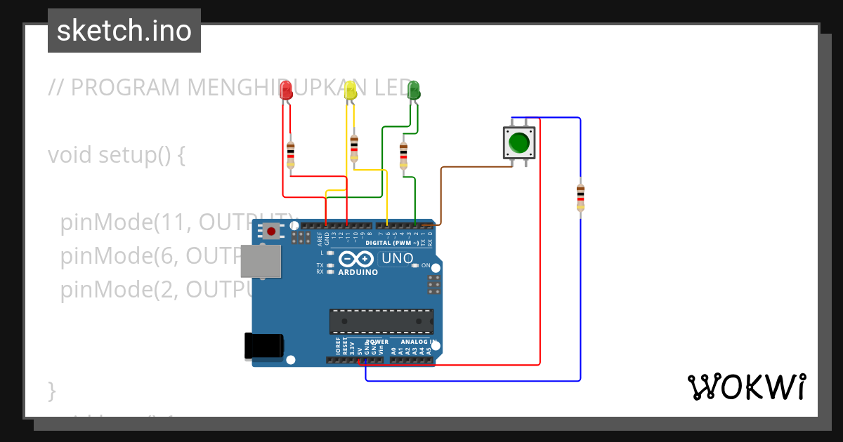 program menghidupkan led(revaldo) - Wokwi ESP32, STM32, Arduino Simulator