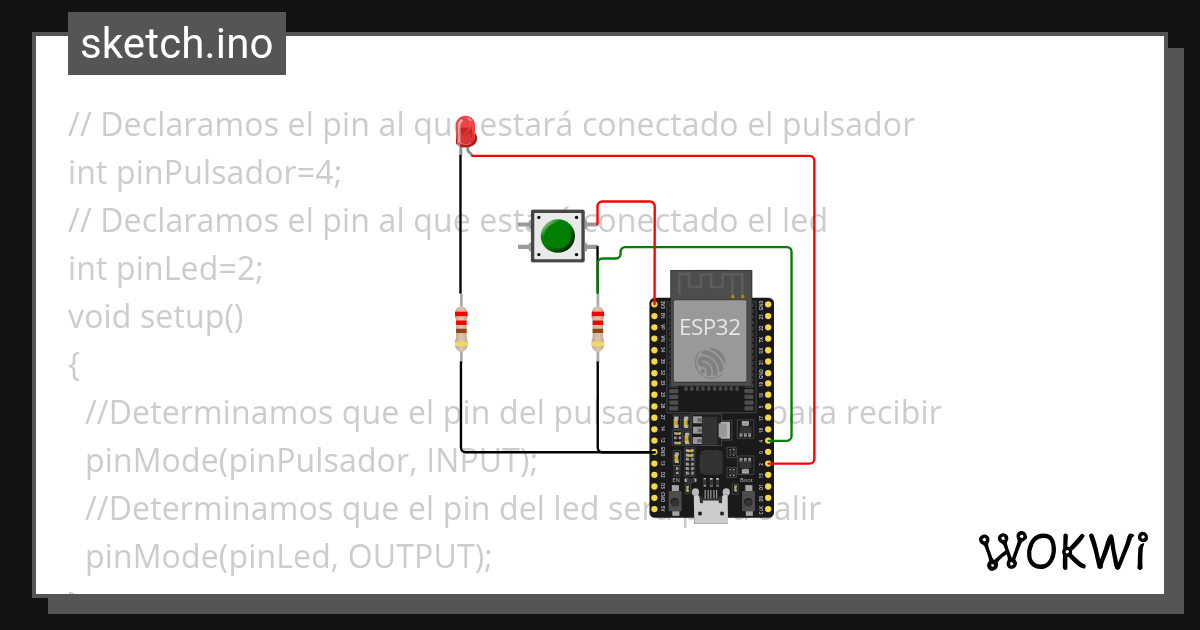 Led un pulsador - Wokwi ESP32, STM32, Arduino Simulator