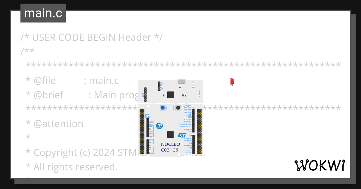 Blinking Led.c - Wokwi ESP32, STM32, Arduino Simulator